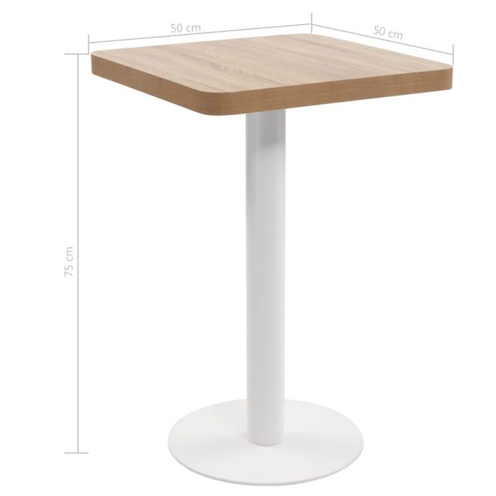 VidaXL Table de bistro Marron clair 50x50 cm MDF 286426 - Cdiscount Jardin