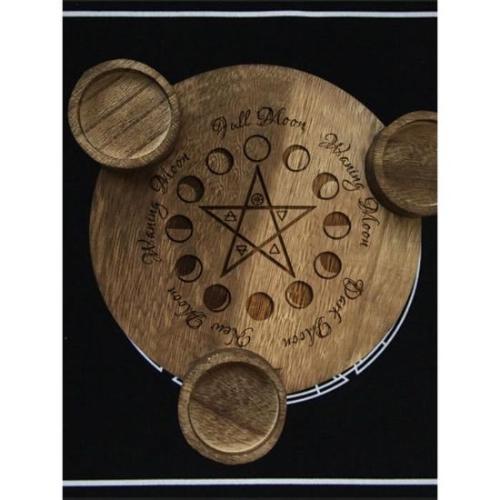 Étoile lune Bougeoir en bois de Divination Pentacle Table'autel, porte ...