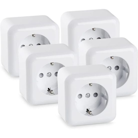 Heitech Prise En Saillie Avec Terre 5X Prise Murale Avec Protection ...