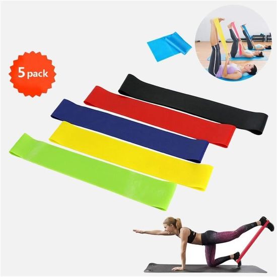 Bandes de Résistance Traction, Bande Élastique Fitness en Tissu Latex avec 5 Niveaux de Force et ...