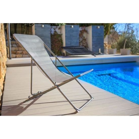 SWING Transat gris - Cdiscount Jardin