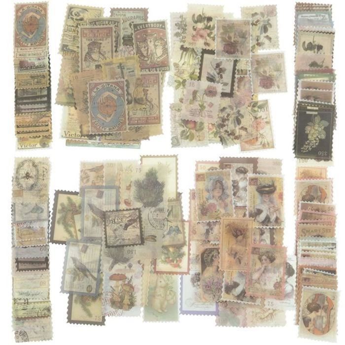 STICKER SCRAPBOOKING 240Pcs Vintage Postage Stamp Stickers for ...