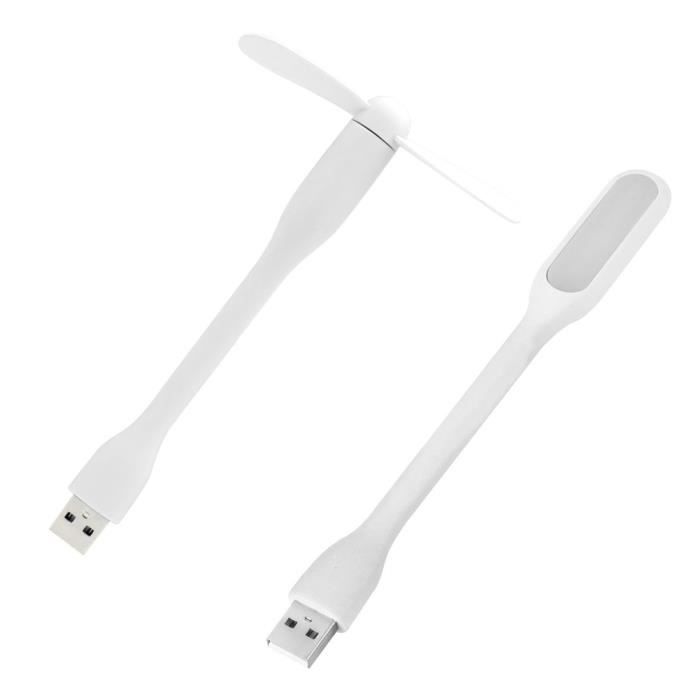 LED blanc - Mini ventilateur USB flexible créatif + lampe LED, mini ventilateur portable et ...