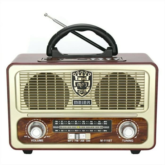 Or rétro - Radio rétro sans fil Bluetooth, Portable en bois pour l ...
