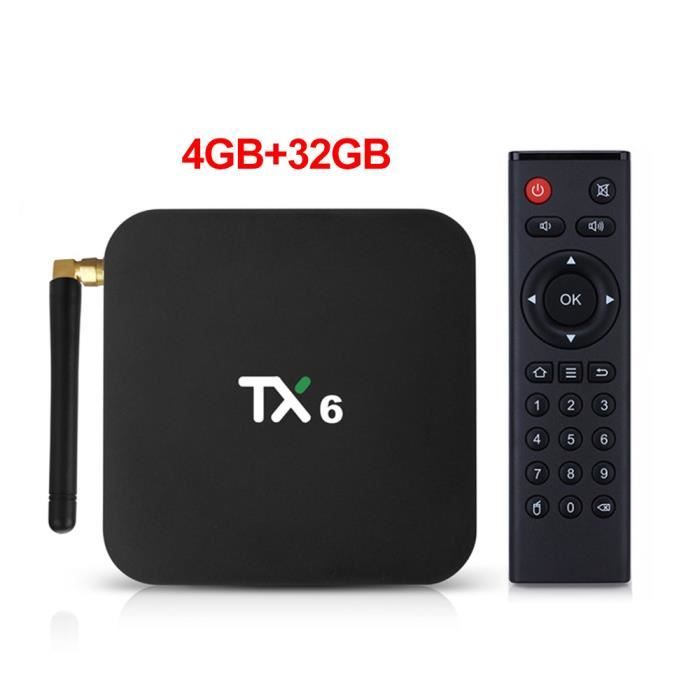 Ue Plug - Seulement 4G 32 Go - Boîtier Smart TV TX6, Allwinner H6 Quad Core, Android 9.0, 4 go ...