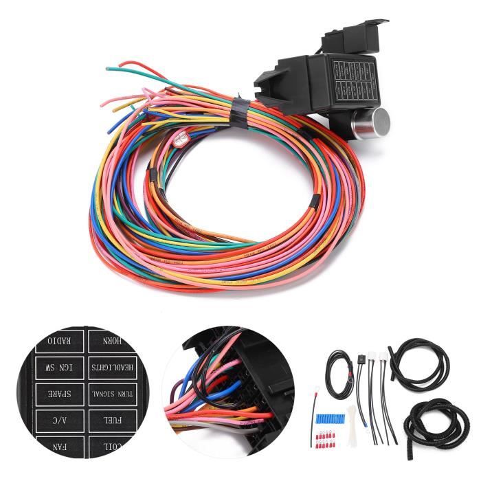 Akozon Faisceau de câblage à 14 circuits Faisceau de Câblage de Voiture ...