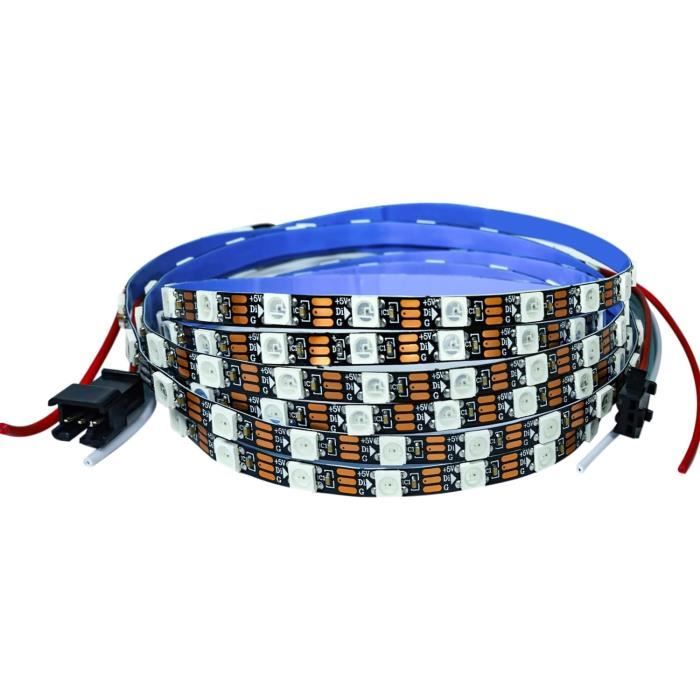 Ws2812B Ruban Led 5V, 5Mm De Large Ultra Fin Rgb Bande De Pixels Led 2M 5050 120 Leds Ip30 Pcb ...