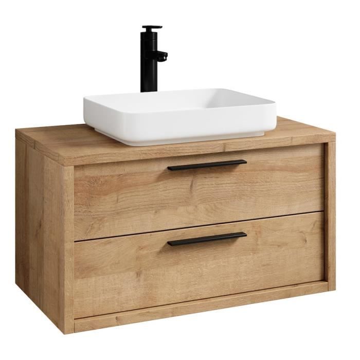 Meuble de salle de bain - Badplaats - Indiana 90 cm - Chêne - Tiroirs à ...