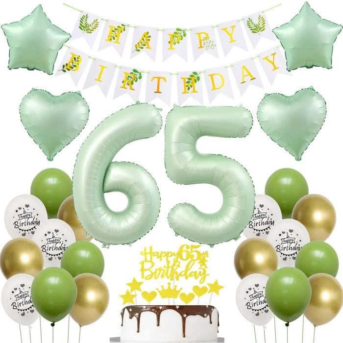 Vert Ballons 65 Ans Anniversaire Femme Homme Décoration Anniversaire 65 ...