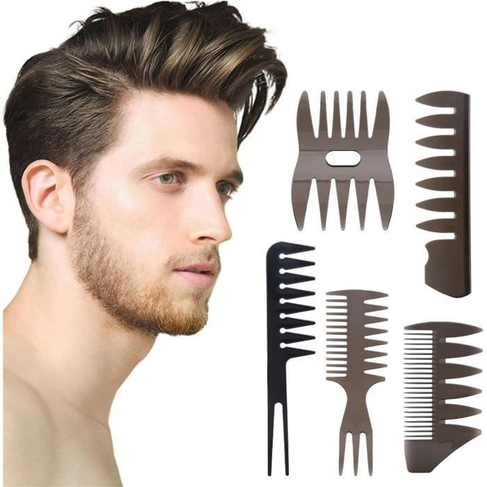 Peignes de Coiffure Pompadour pour Homme, Lot de 5 Peigne Cheveux Homme ...