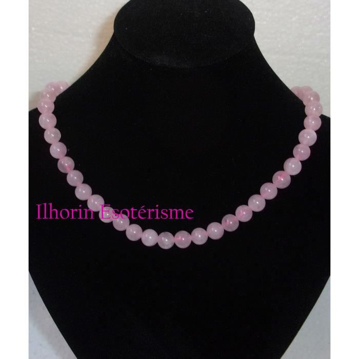 Collier - Lhorin ésotérisme - Quartz rose - 45 cm - Pierre naturelle ...