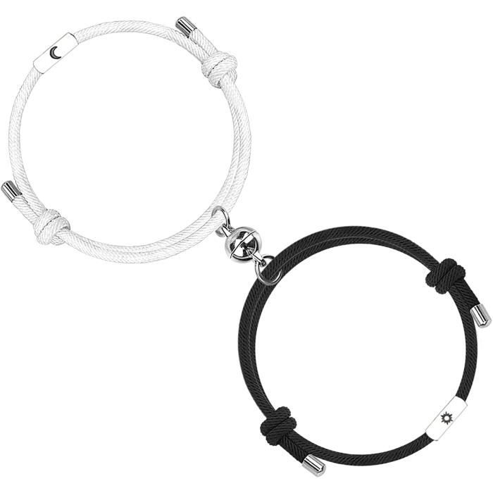 Bracelet magnétique couple assorti - Fait main - Soleil et Lune ...