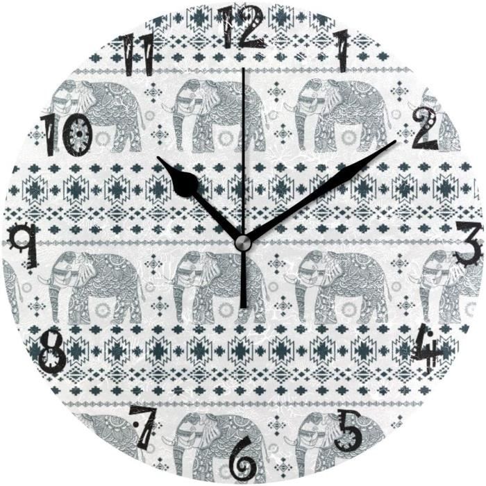 Art Rétro Afric Éléphant Pendule Murale Décoratif Horloge de Mur ...