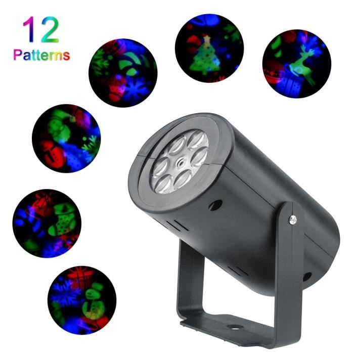 Projecteur led 12 motifs, lumière effet RGB, lampe de scène pour noël ...