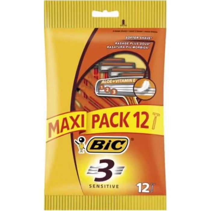 BIC 3 Sensitive Rasoirs Jetables 3 Lames 12 unités - Cdiscount Au quotidien