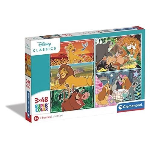 Puzzle - CLEMENTONI - DISNEY CLASSICS SUPERCOLOR - 3 puzzles - 48 ...