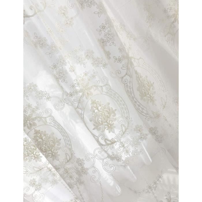 Rideau Salon Blanc Transparent Brodé Vintage Classique Voile Normal ...