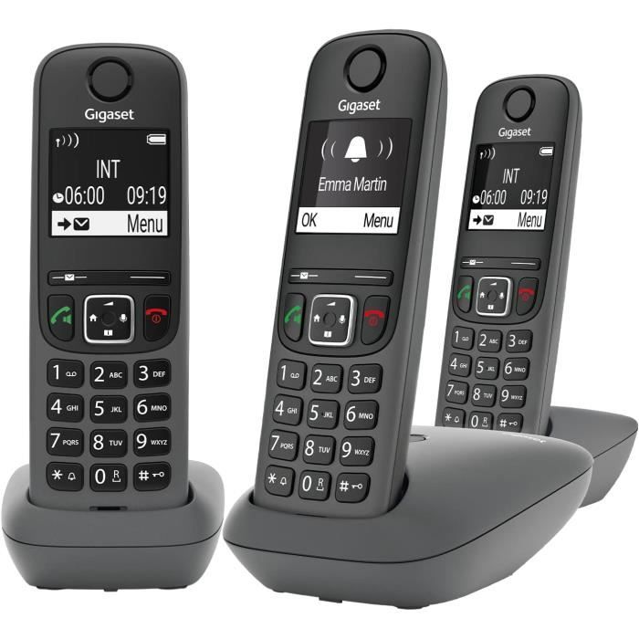A695 Trio - Téléphone Dect Sans Fil - 3 Combinés Avec Grand Écran À ...
