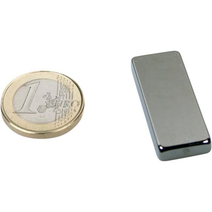 Aimant Bloc 40 x 15 x 3mm Néodyme N40, Nickelé - force 5,5 kg - 5 ...