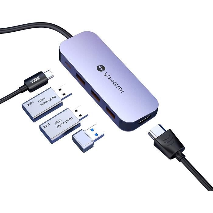 HUB USB C, YHEMI USB-C 5 en 1 Docking Station Multiport avec HDMI 4K ...