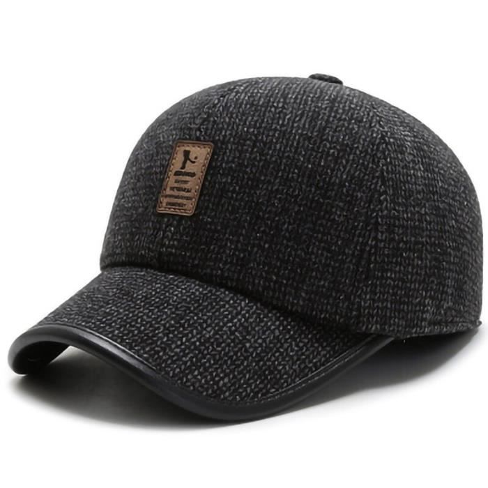 Black 02-Adjustable -Chapeau de Baseball d'hiver pour hommes, casquette ...
