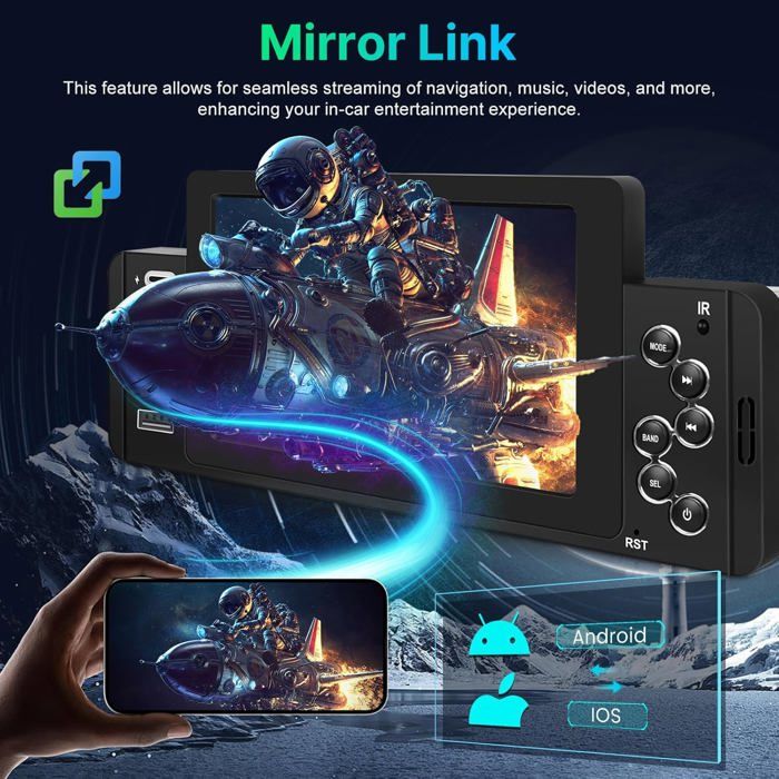 Autoradio 1 Din Avec Mirror Link-Radio Voiture 5 Pouces À Écran Tactile ...
