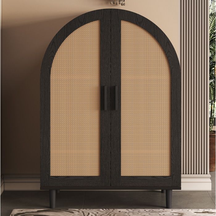 Meuble rangement buffet chaussures 70x100x40 cm portes rattan structure ...