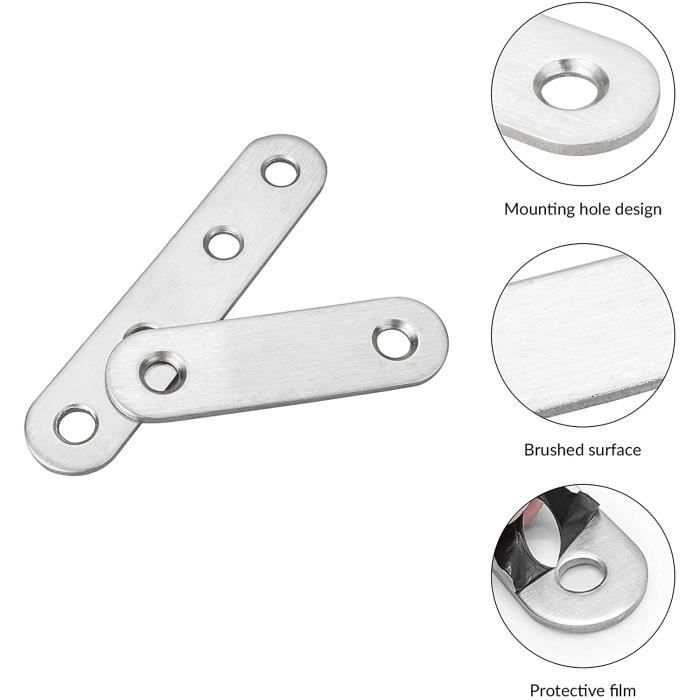 Lot de 20 fixation droits plats plaques, équerres plates en acier ...