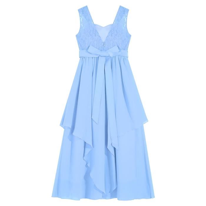 Iefiel Robe Princesse Fille Enfant Col V Robe De Demoiselle Dhonneur