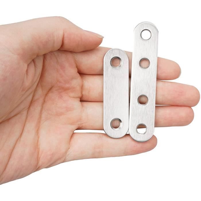 Lot de 20 fixation droits plats plaques, équerres plates en acier ...