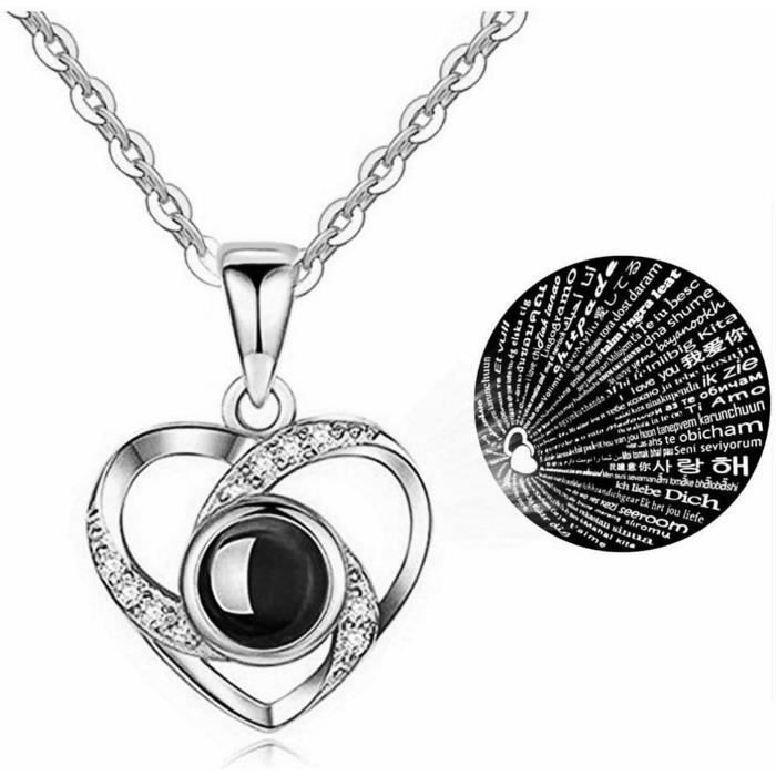 Véritable Rose Éternelle Avec Collier I Love You En 100 Langues Boîte ...