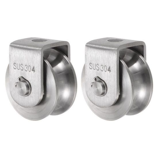 Roue Roulement SOURCING MAP 2 Kits 48mm Diamètre 400kg Charge Inox 304 Bloc Poulie pour Portail ...
