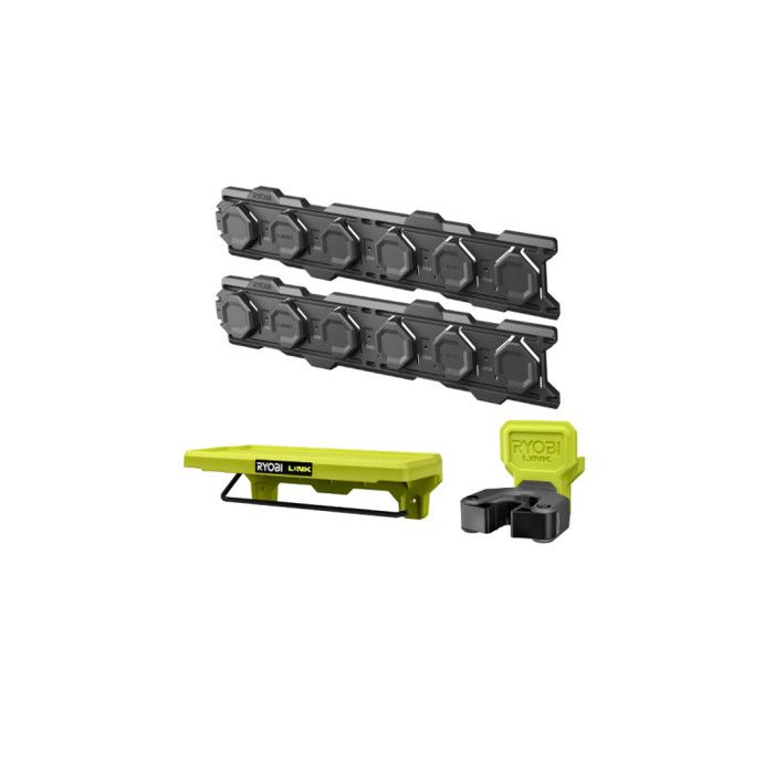 Pack RYOBI Système LINK 2 rails muraux - Pince réversible - Étagère ...