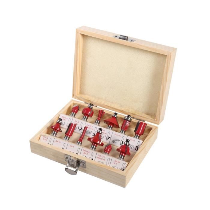 Coffret de 12 Fraises à défoncer 8mm fraises à rainurer bois en carbure de tungstène -SWT ...