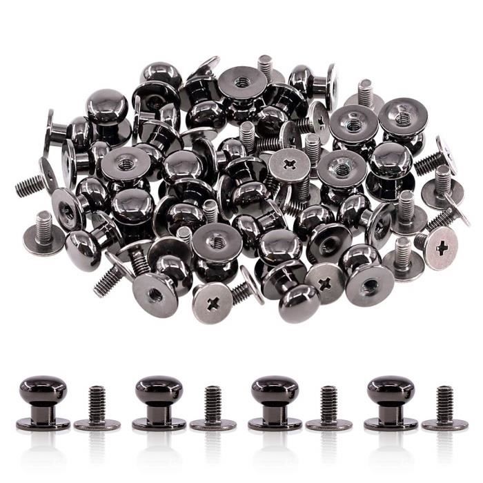 Lot De 30 Vis Chicago Noires 8 X 10 X 10 Mm À Tête Ronde, Boutons À ...