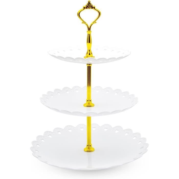 Présentoir À Gâteau, 3 Niveaux Blanc Presentoir Gateau Ronden Plastique ...