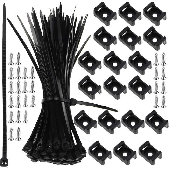100 Pièces Attaches de Câble en Nylon Autobloquantes Noir 100 mm Serre ...
