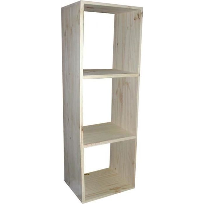 Meuble 3 cases en pin massif Kubik - Cdiscount Maison