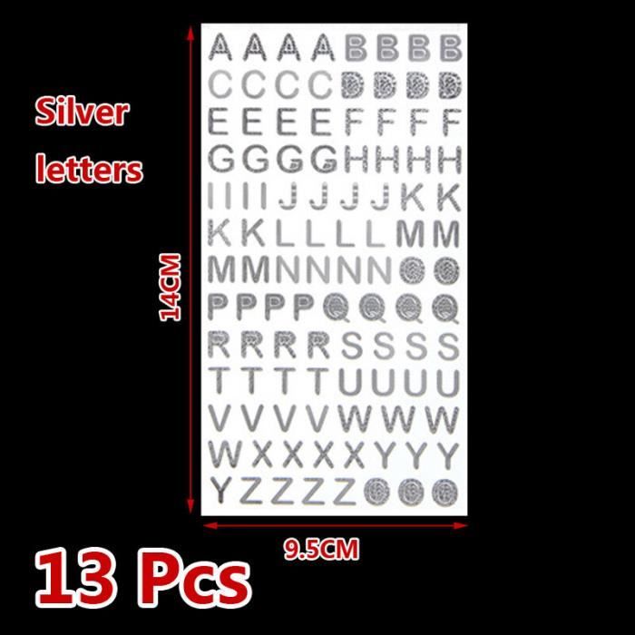 Gommettes Alphabet - Non spécifié - 13 pièces - Couleur argent or ...