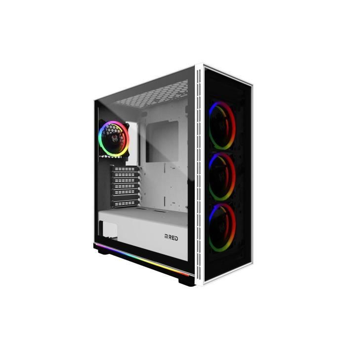 MRED - Boîtier PC Gamer ATX - Blanc RGB White Destroyer Glass-G ...