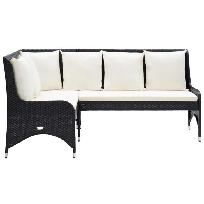 Sofa balcon BINGO - Canapés d'angle de jardin 2 pcs Résine tressée Noir ...