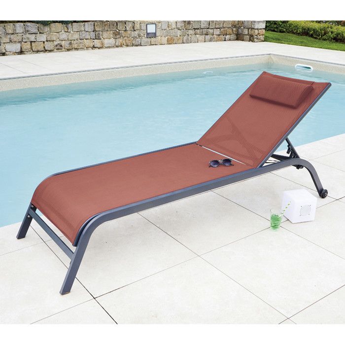 Transat de jardin en acier - terracotta - GOZO - Cdiscount Jardin