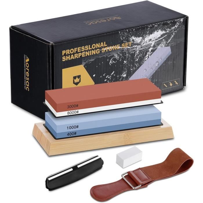 Pierre À Aiguiser 400-1000 3000-8000 Pierre À Affûter Double Face Grain Avec Sangle En Cuir ...