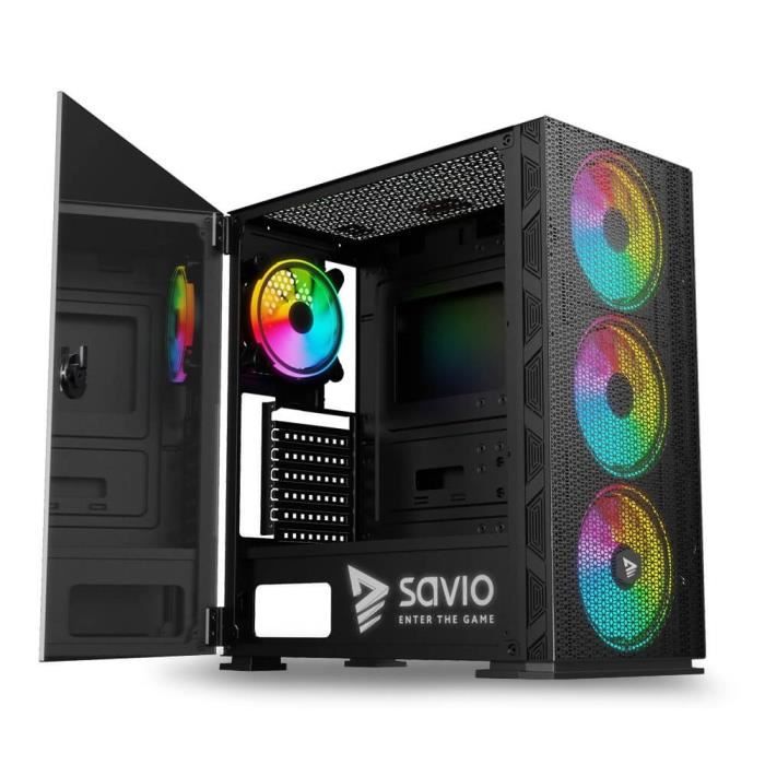 Boîtier PC Gaming SAVIO RAPTOR X1 ARGB ATX - RGB - 3 ventilateurs ...