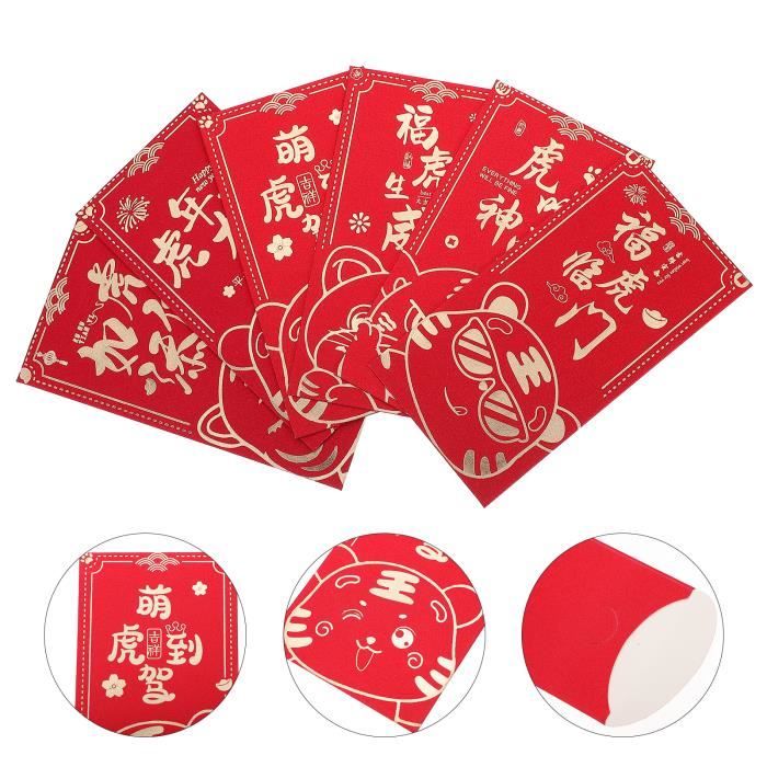24pcs Petit Nouvel An Modèle dorure de dorure Enveloppes rouges L'année ...