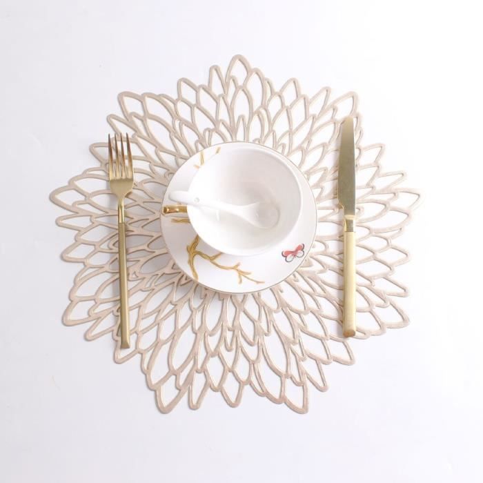 SET DE TABLE,C002 gold--Tapis de Table en PVC motif fleur'hibiscus ...