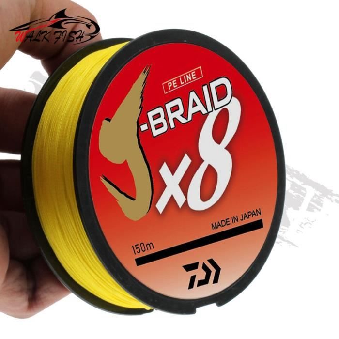 FIL DE PECHE,Yellow-X8-150M-0.50MM-87LB--ligne de pêche tressée 8X ...