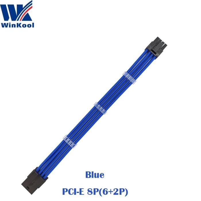 Blue-100mm -Câble d'alimentation pcie à 8 broches,18 AWG,couleurs pures ...