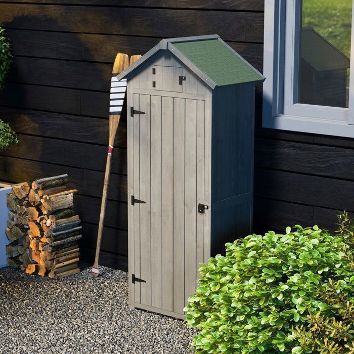 Armoire de jardin, petit cabanon avec étagères, toit en bitume, fenêtre ...