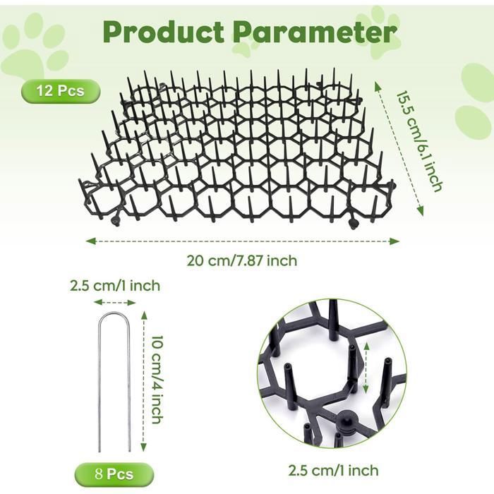12 Pièces Répulsif chat - Tapis Anti Chat 15×20 cm - avec 8 Clous ...